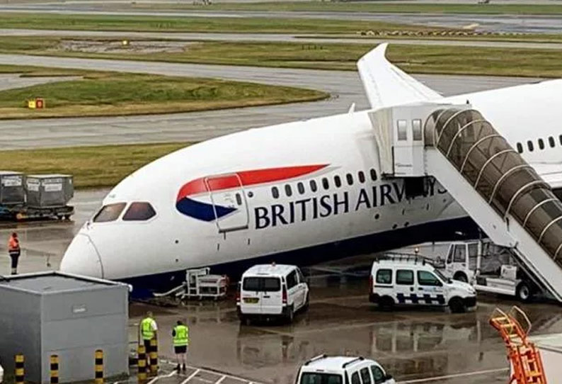British Airways plane damaged after tipping forward at Heathrow ...